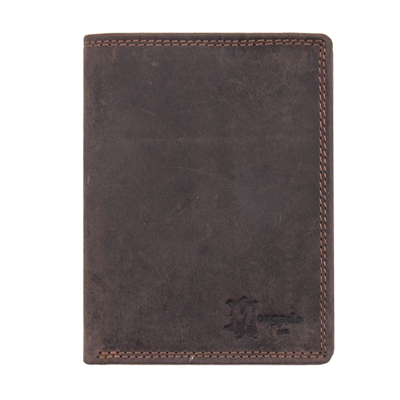 Morgado Men's Rugged Brown Spanish Leather Trifold Wallet
