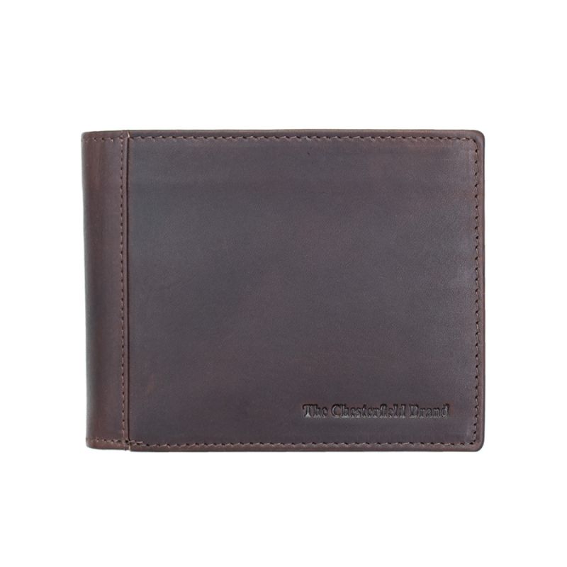The Chesterfield Brand Rugged Thick Trifold Leather Wallet Dark Brown
